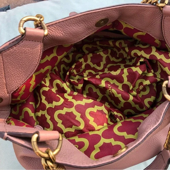 orYANY | Bags | Oryany Pink Blush Pebbled Leather Gold Chain Large ...
